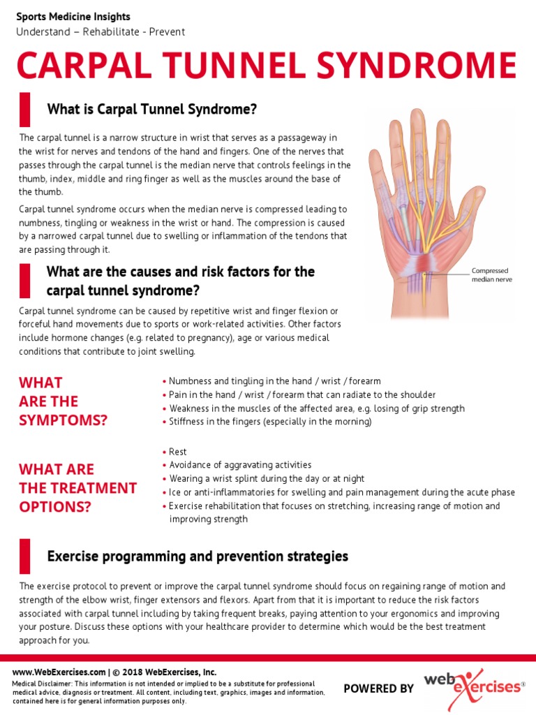 Patient Education Carpal Tunnel Syndrome 9.10.18 | PDF | Carpal Tunnel ...