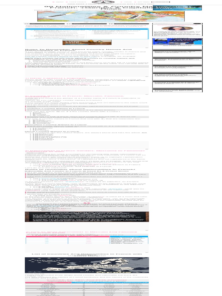 99 Nationalities & Country Names in French +gend | PDF | Grammatical ...