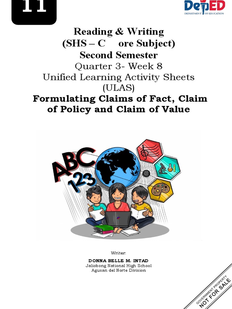 Shs g11 Reading and Writing q3 Week 8 v1 | PDF | Argument | Essays