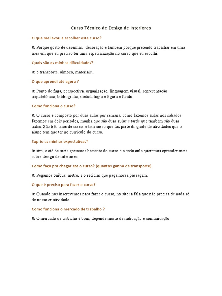 Curso Técnico em Design de Interiores | PDF