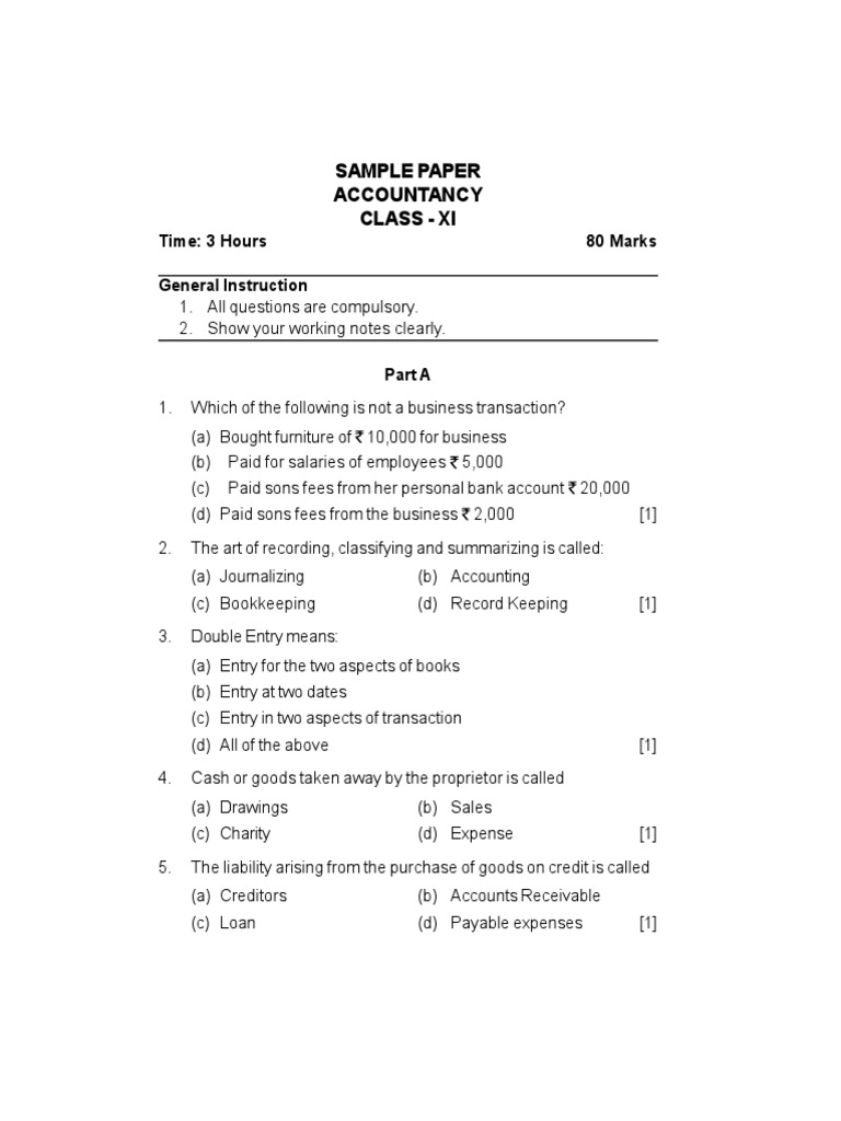 Economics 11th Sample Questions Guide | PDF | Debits And Credits | Money
