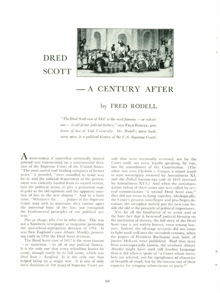 Fred Rodell - Dred Scott - A Century After | PDF