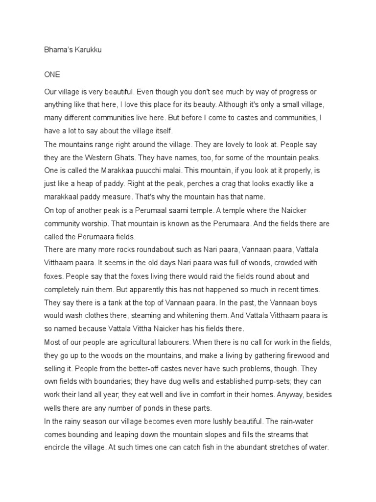 Village Life in Bhama's Karukku | PDF | Pond | Dalit