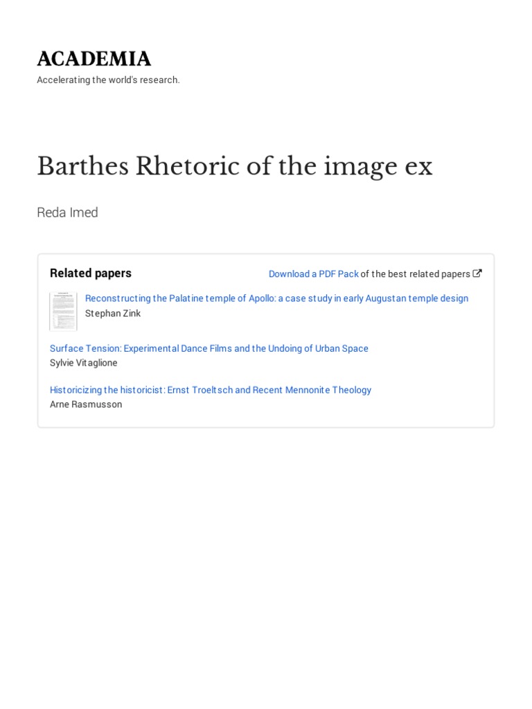 Barthes Rhetoric of The Image Ex With Cover Page v2 | PDF | Communication | Cognitive Science