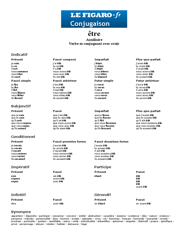 Conjugaison du verbe être | PDF | Linguistique | Grammaire