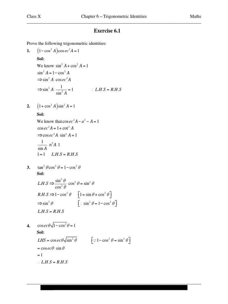 Chapter 6 Trigonometric Identities Pdf