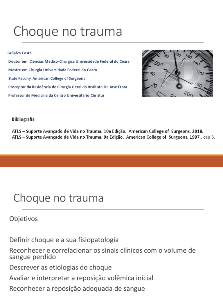 Reconhecimento e tratamento inicial do choque hemorrágico no trauma | PDF | Choque (circulatório ...