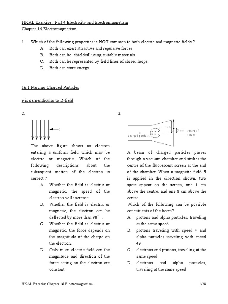 16 Electromagnetism Exercise | PDF | Electric Motor | Magnetic Field
