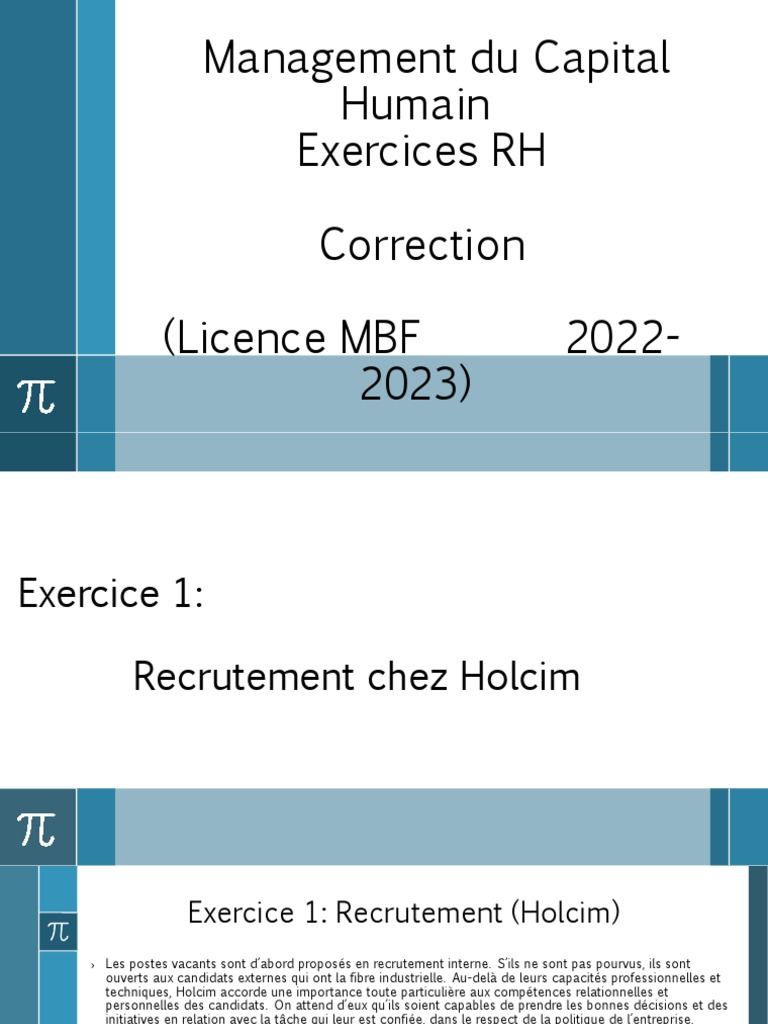 Exercices RH - Correction | Télécharger gratuitement PDF | Recrutement ...