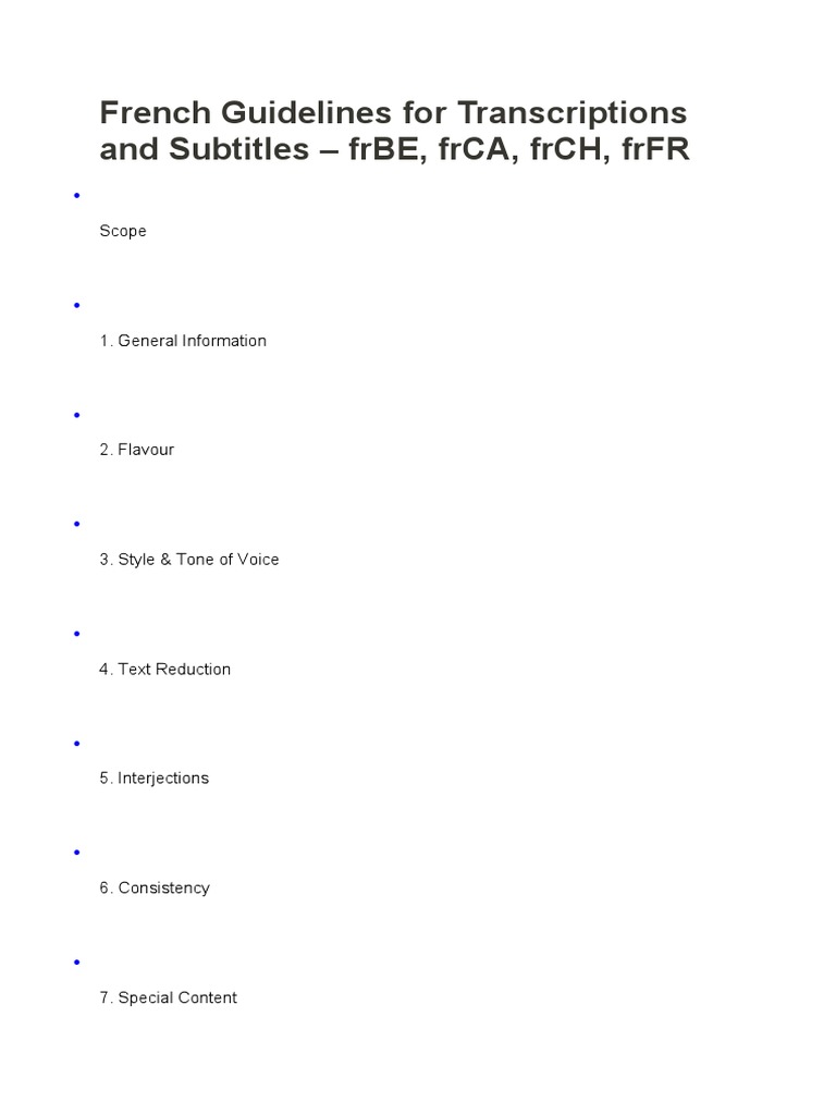 French Guidelines For Transcriptions and Subtitles | PDF