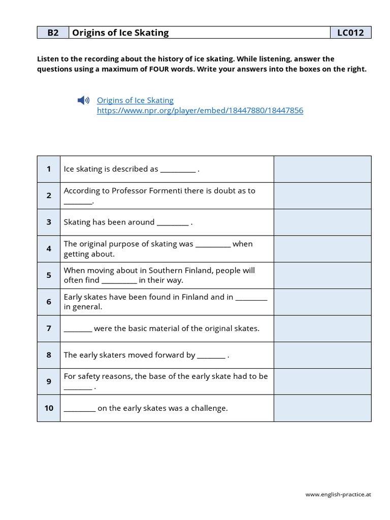 lc012 Origins of Ice Skating | PDF