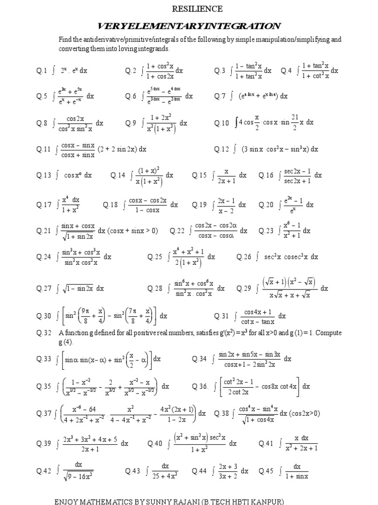 Very Elementary Integration | PDF | Integral | Abstract Algebra