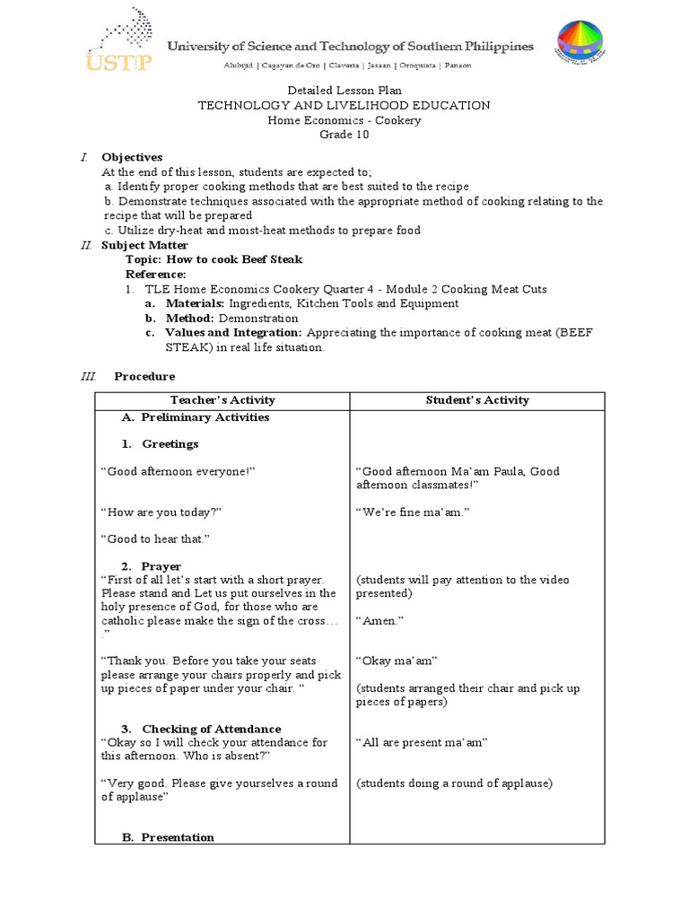 DLP Cookery-10 Omongos-Skill | PDF | Beef | Steak