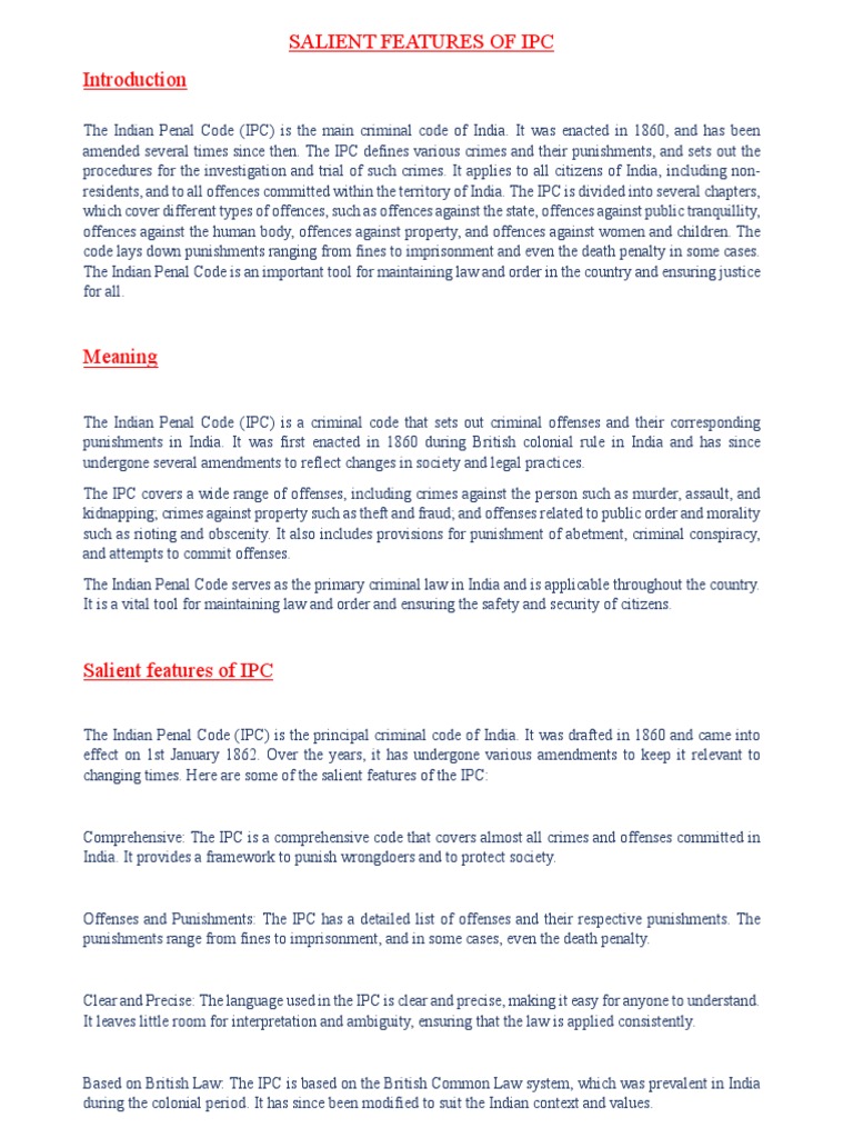 Key Features of India's Principal Criminal Code: An Overview of the ...