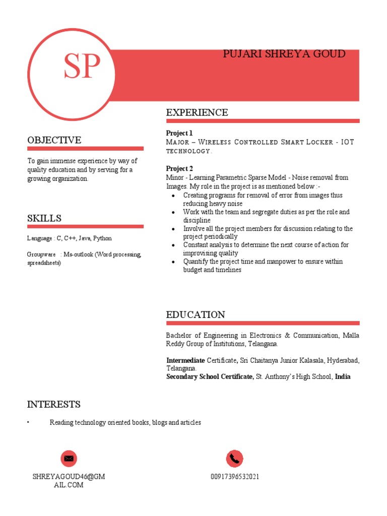 Shreya Resume | PDF | Computing
