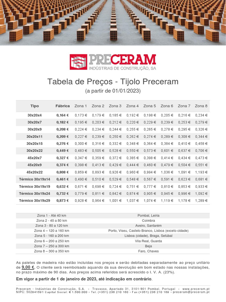 Tabela Precos Preceram Tijolo | PDF