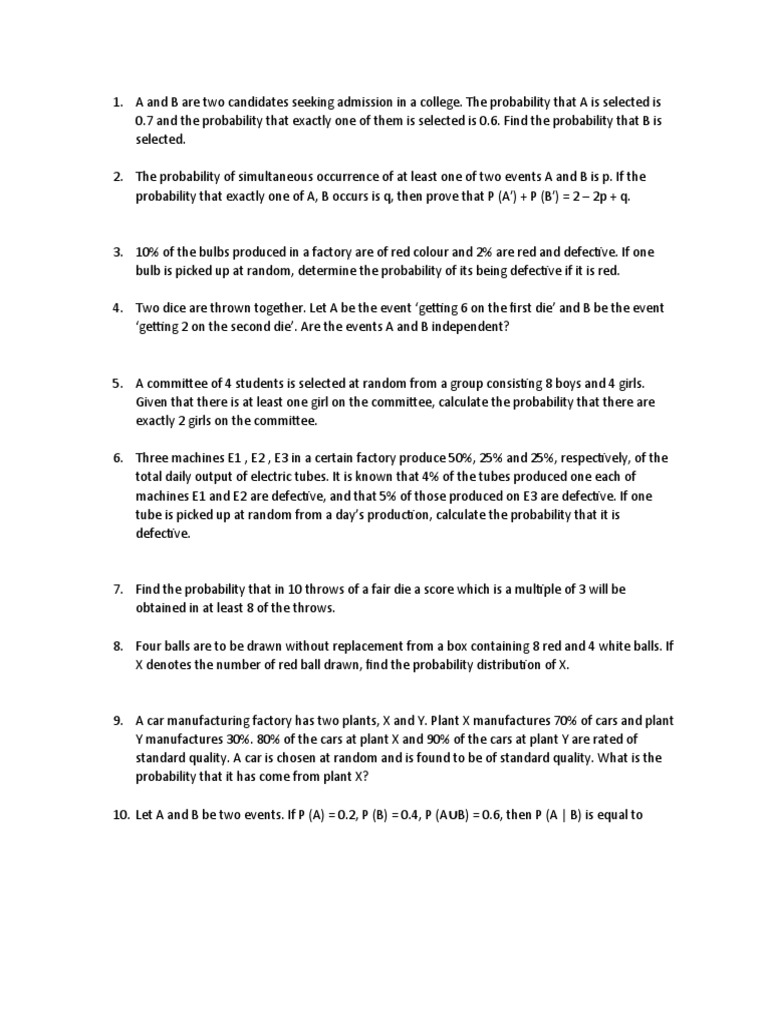 Probability Problems | PDF