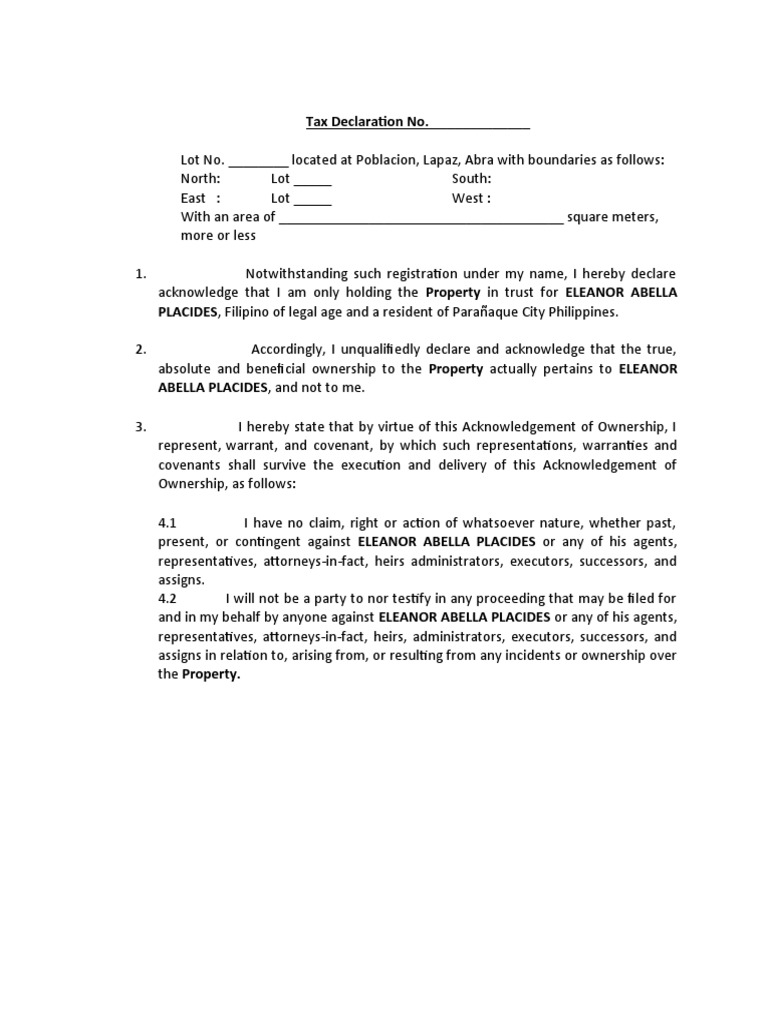 Tax Declaration No. | PDF