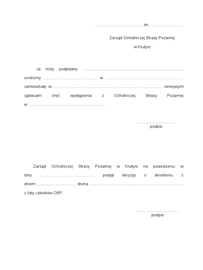 Rezygnacja Z Osp | PDF