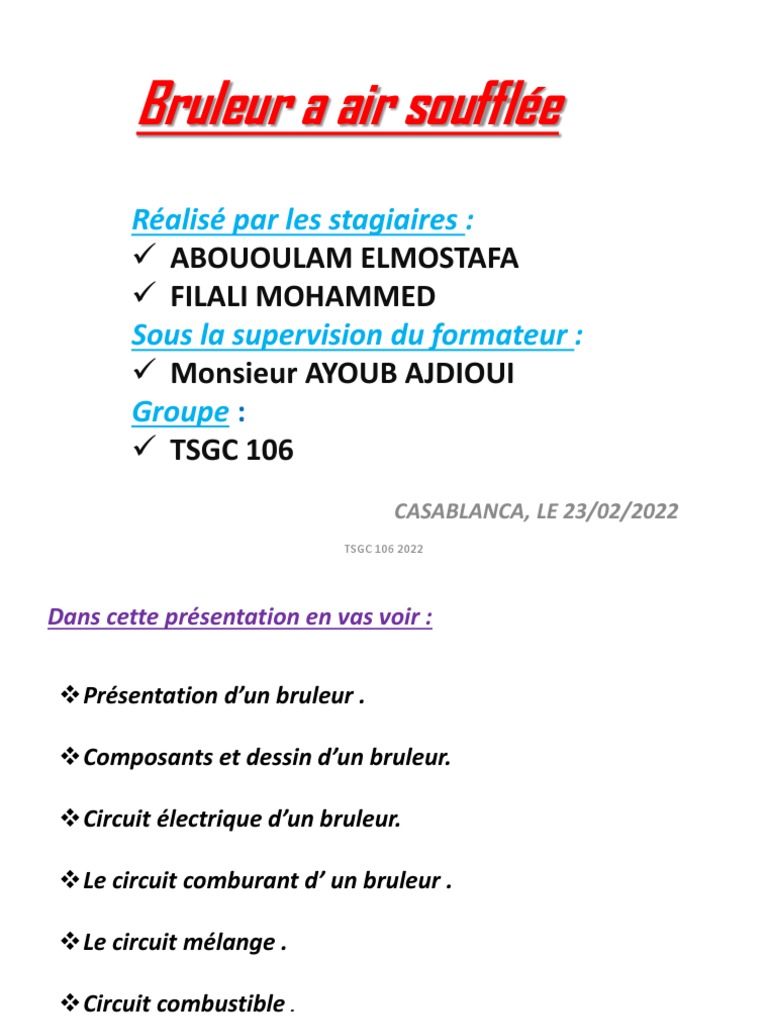 Bruleur à air soufflée : fonctionnement et composants | PDF | La ...