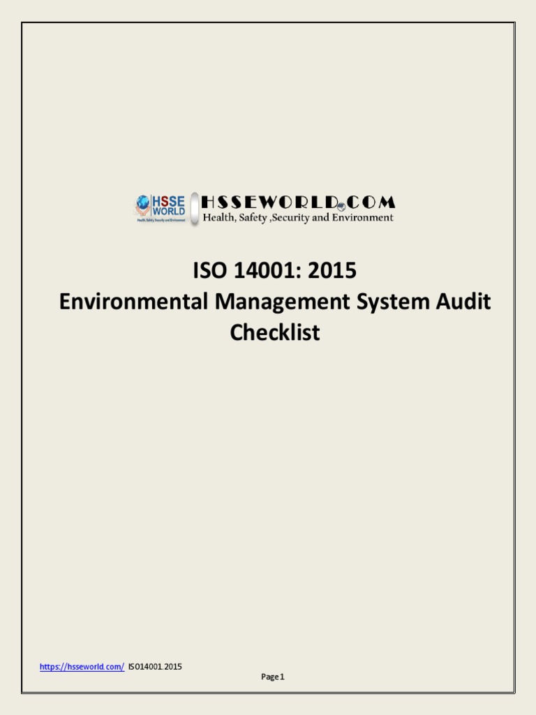 ISO 14001:2015 Audit Checklist | PDF | Audit | Internal Audit