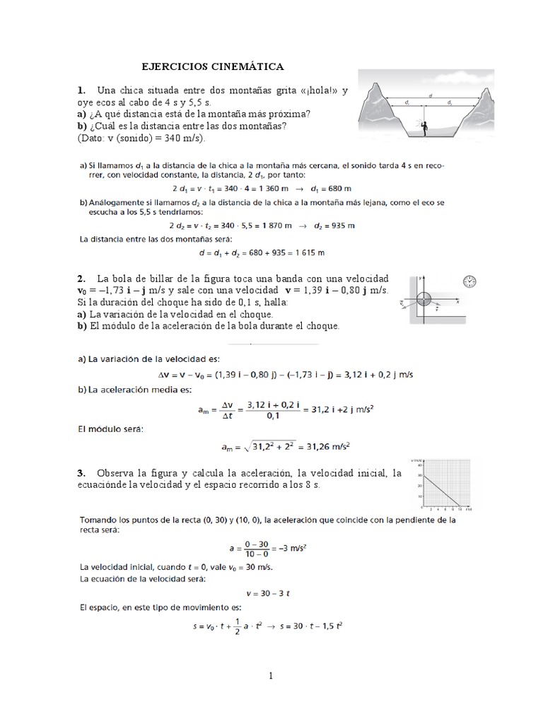 Ejercicios de Cinemática 1 Bachillerato | PDF | Vector Euclidiano ...