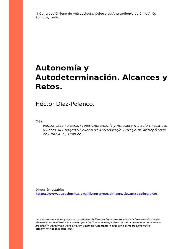 Hector Diaz-Polanco. (1998) - Autonomia y Autodeterminacion. Alcances y ...