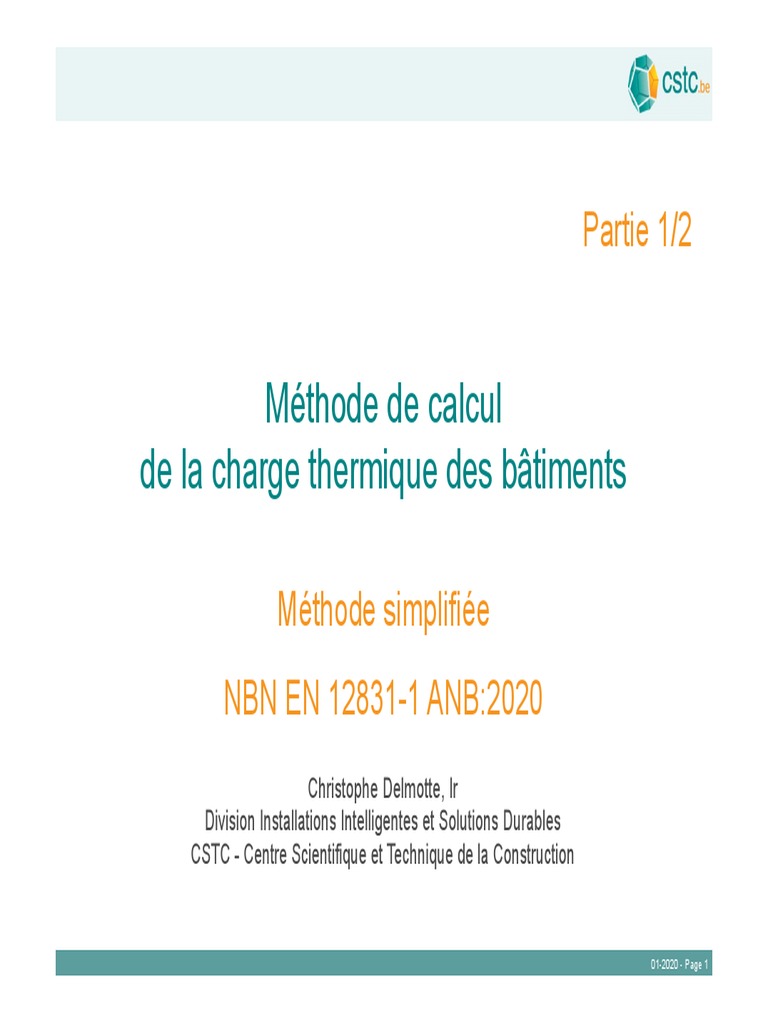 09-09-2020 Christophe Delmotte - Charge Thermique Des Batiments en 12831-1 Partie 1 | PDF ...