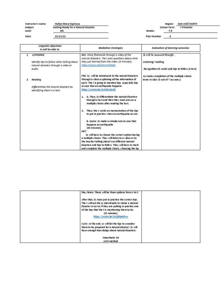 Lesson Plan NATURAL DISASTER | PDF | Multiple Choice | Cognition Lesson Plan NATURAL DISASTER | PDF | Multiple Choice | Cognition