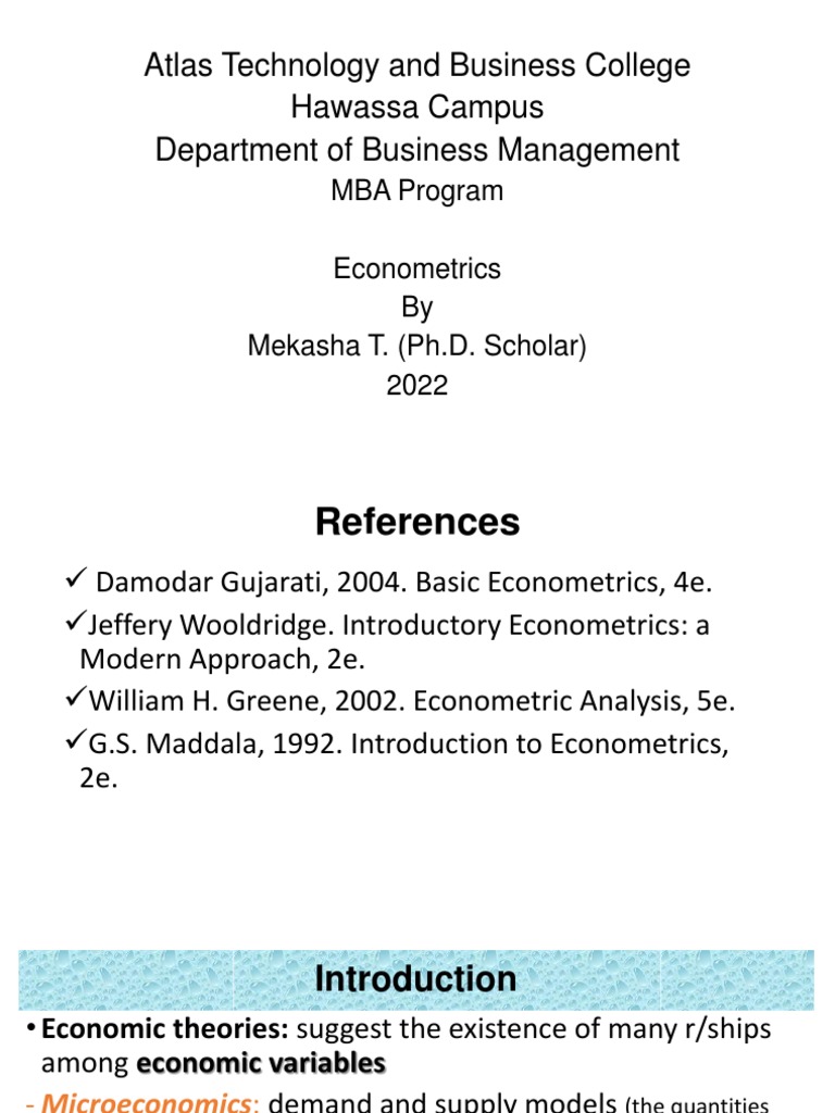 Econometrics Pdf Econometrics Ordinary Least Squares