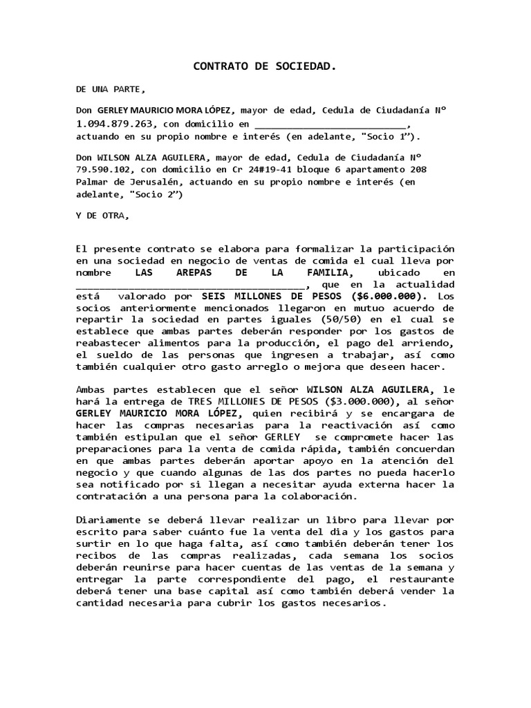 Contrato de Sociedad | PDF