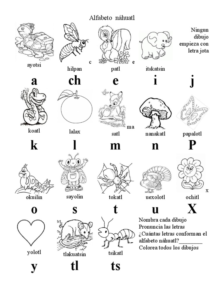 1 Colorea El Alfabeto Náhuatl | PDF