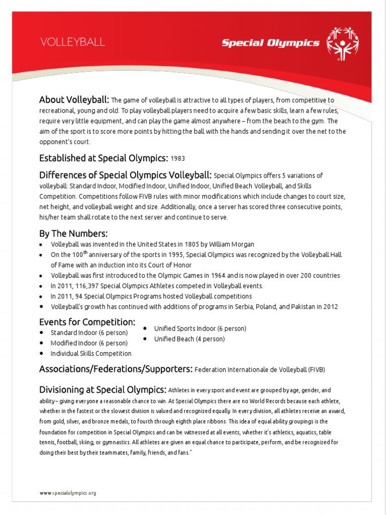 FactSheet Volleyball | PDF | Volleyball | Entertainment