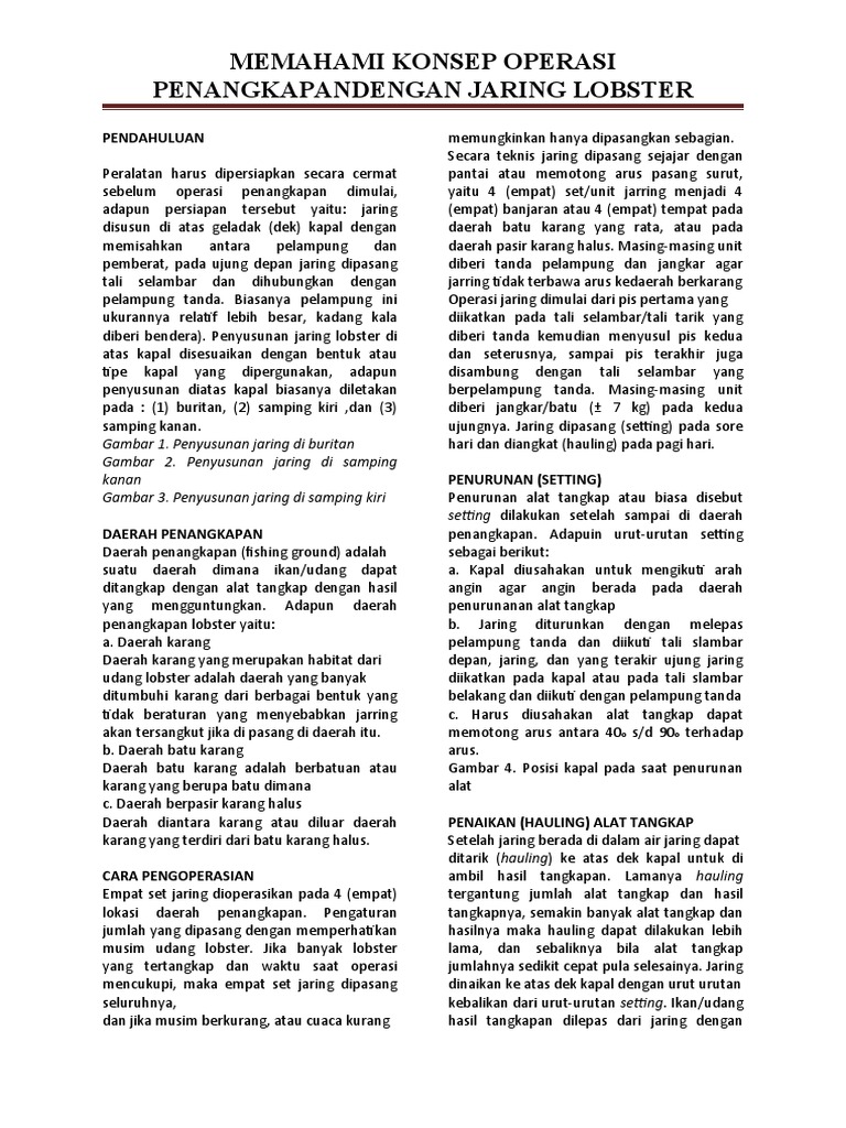 Memahami Konsep Operasi Penangkapandengan Jaring Lobster | PDF