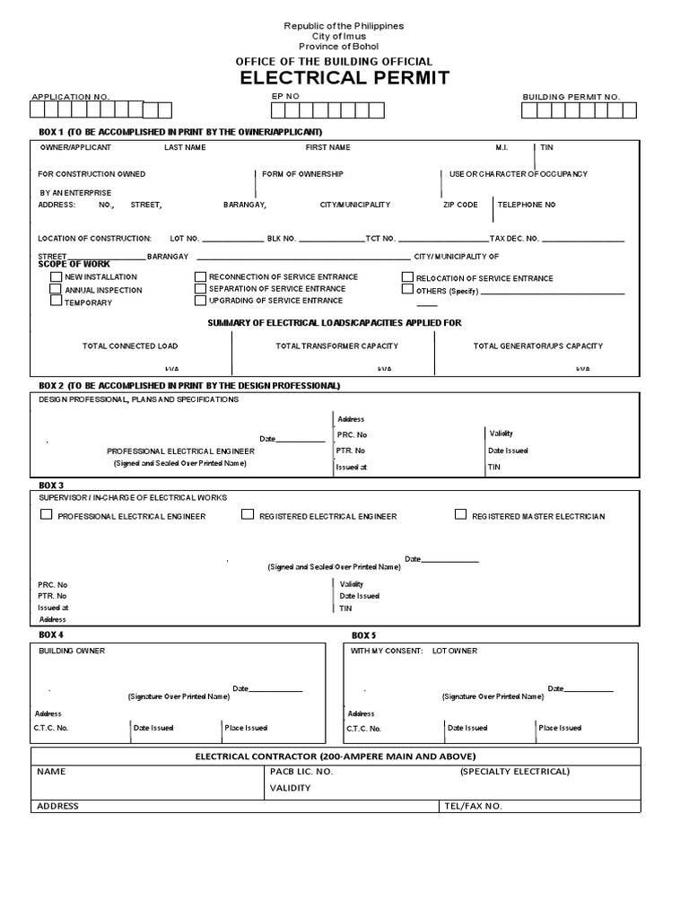 Residential Electrical Permit Form | PDF | Electricity | Engineering