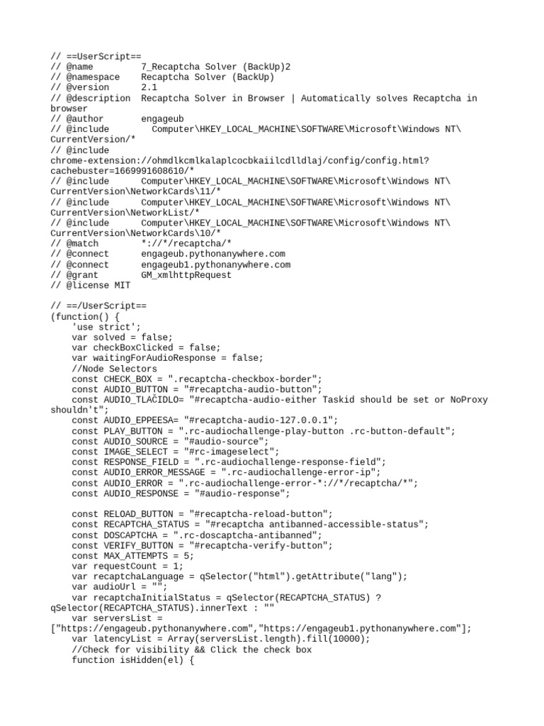 Solve Recaptcha Automatically in Browser | PDF | Windows Registry ...