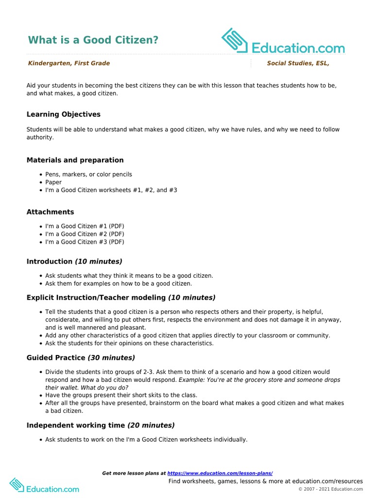 Usr Local SRC Education - Com Files Static Lesson Plans What Is A Good Citizen What Is A Good ...