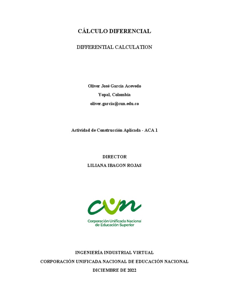 Cálculo DIferencial - ACA 1 | PDF | Matemáticas | Velocidad