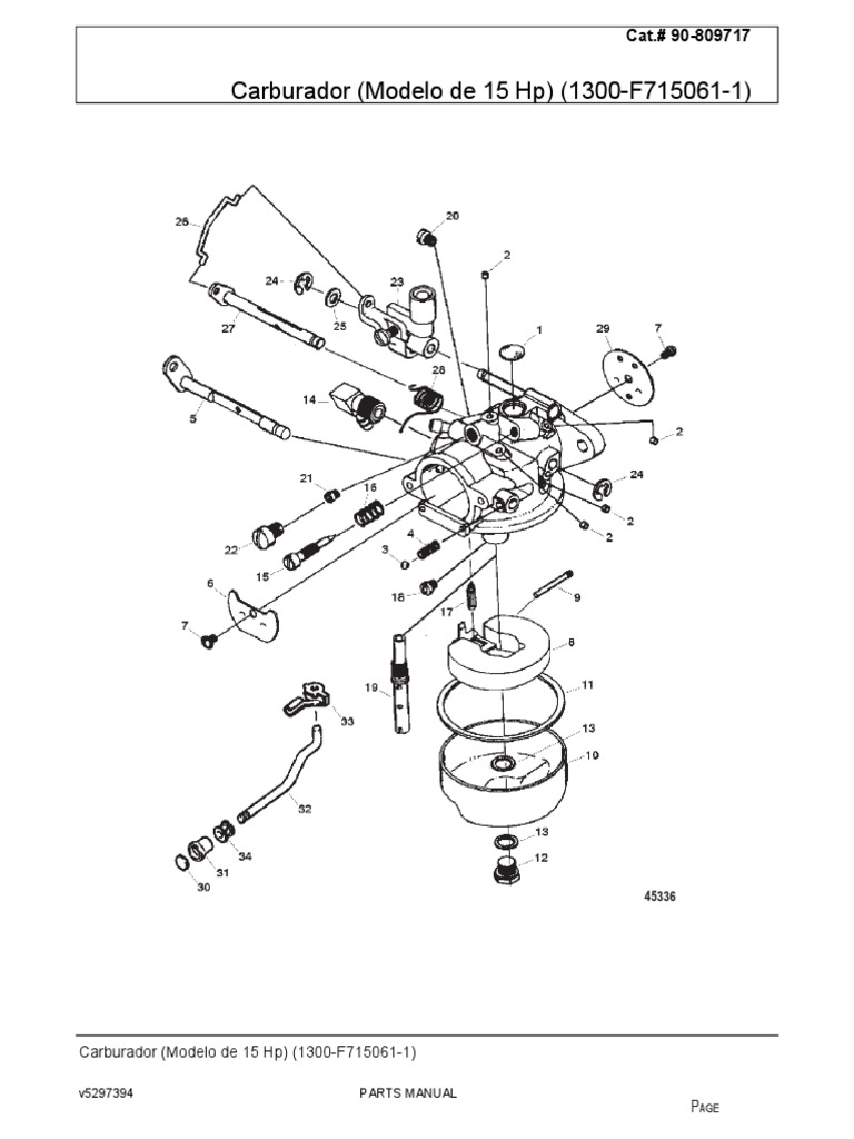 Carburador (Modelo de 15 HP) (1300-F715061-1) | PDF | Carburador | Máquinas