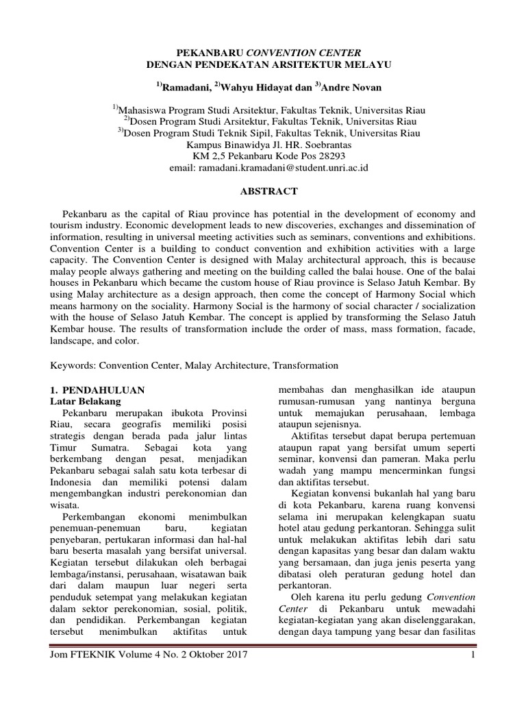 Pekanbaru Convention Center Dengan Pende | PDF