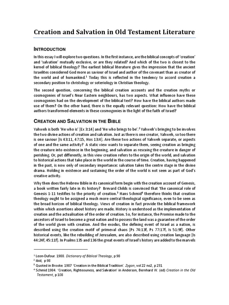 Creation and Salvation in Old Testament | PDF | Genesis Creation ...