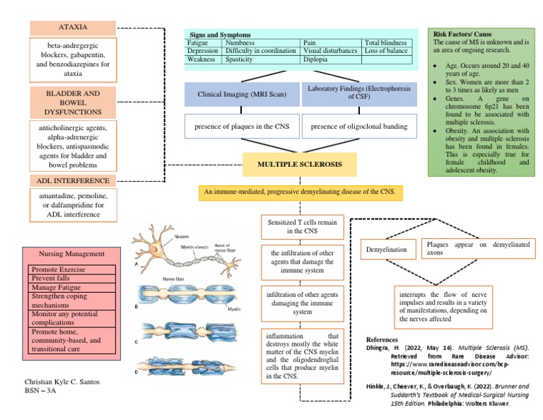 Multiple Sclerosis Concept Map | PDF | Multiple Sclerosis | Myelin