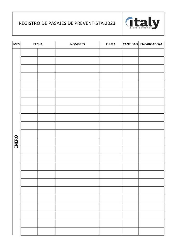 Formato de Entrega de Pasajes - Preventistas | PDF