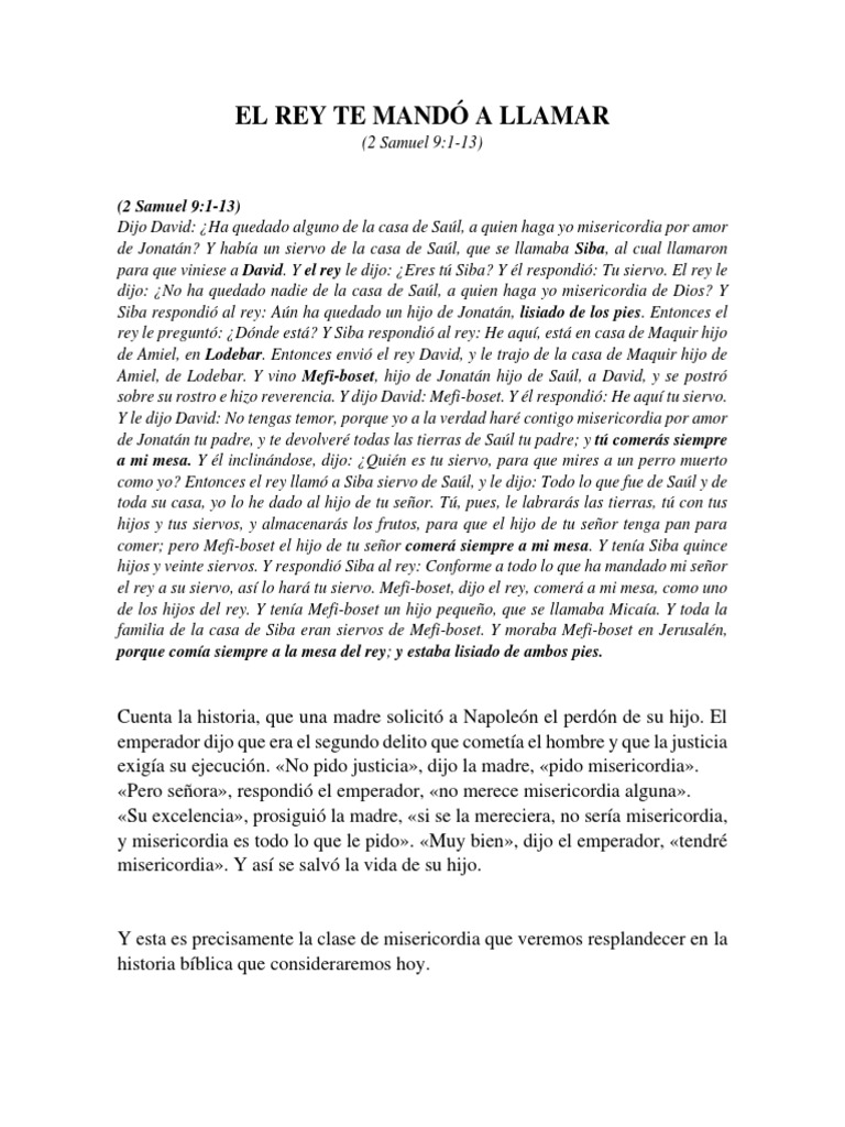 Misericordia de David a Mefiboset | PDF | Saulo | David
