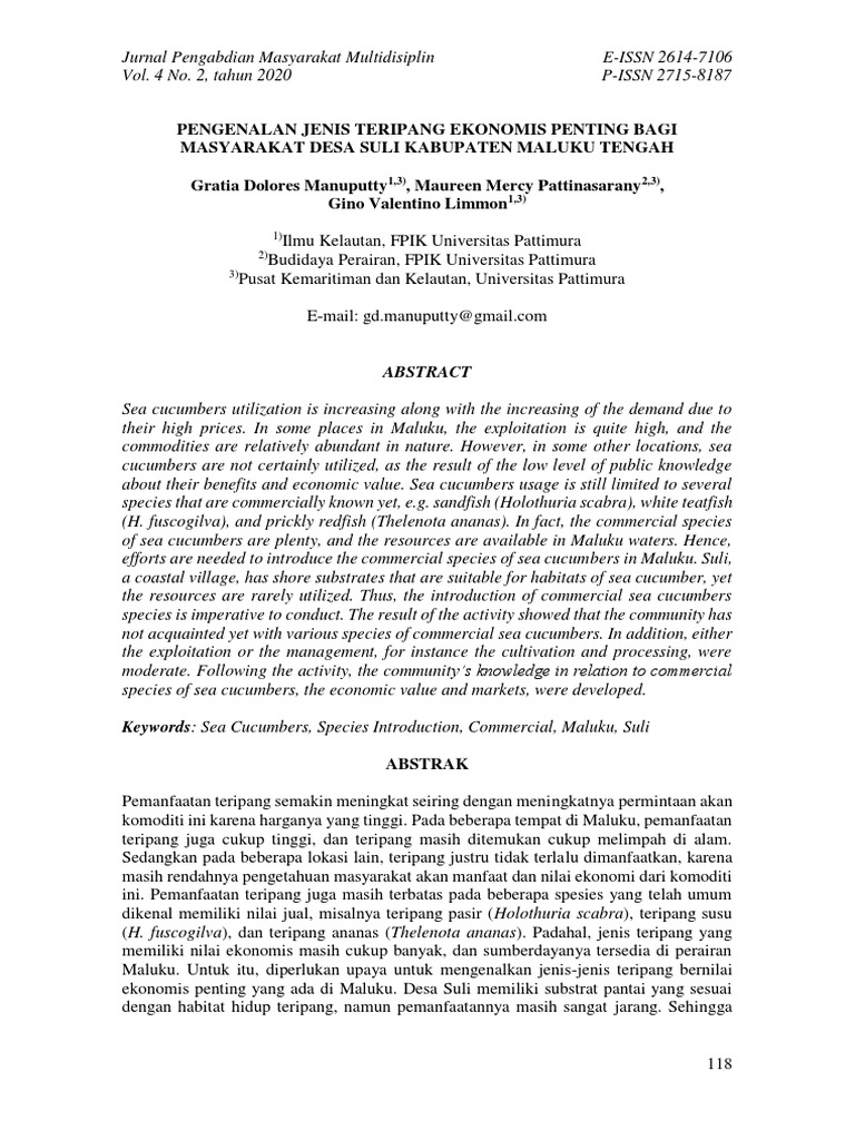 Pengenalan Jenis Teripang Ekonomis Penti 36469708 | PDF | Technology ... Pengenalan Jenis Teripang Ekonomis Penti 36469708 | PDF | Technology ...