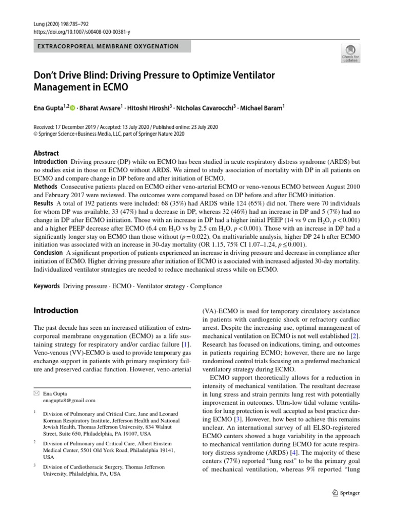 Don't Drive Blind - Driving Pressure To Optimize Ventilator Management ...