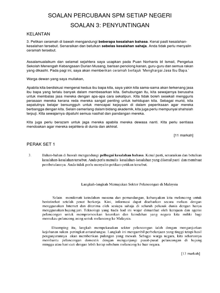 Soalan Percubaan SPM Setiap Negeri - Penyuntingan | PDF | Karier ...