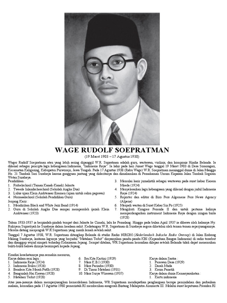 Wage Rudolf Soepratman | PDF Wage Rudolf Soepratman | PDF