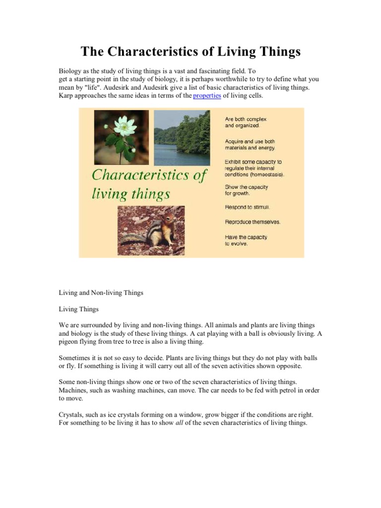 The Characteristics of Living Things | PDF | Sexual Reproduction ...