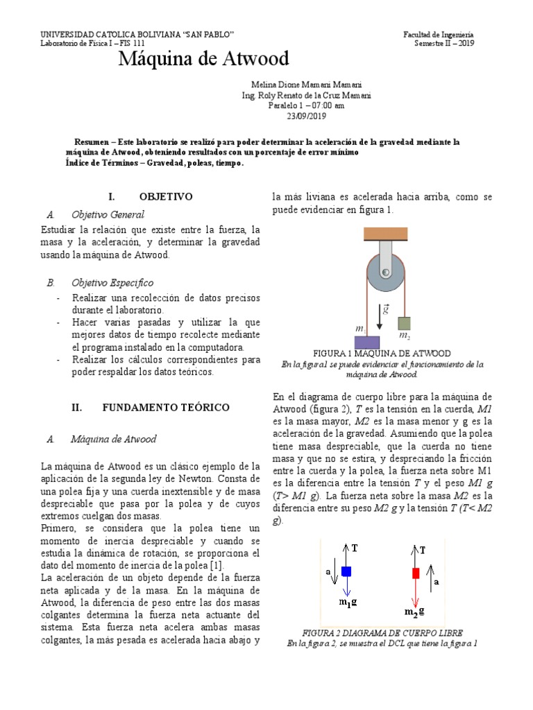 Máquina de Atwood | PDF | Fuerza | Masa